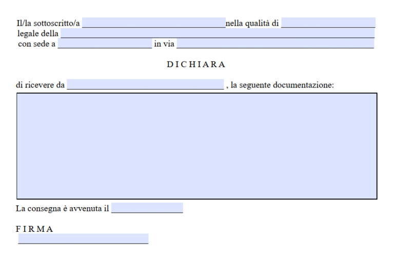 Ricevuta Consegna Documenti a Mano PDF e Word - Fac Simile