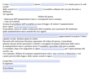 Verbale Cambio Amministratore Srl PDF e Word