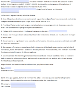 Modulo Consenso Videosorveglianza Colf PDF e Word