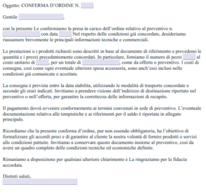 Conferma d'Ordine PDF e Word - Fac Simile